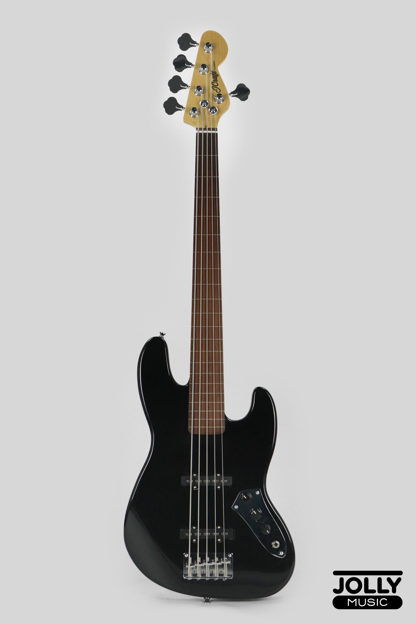 JCraft JB-1 J-Offset 5-String FRETLESS Bass Guitar - Black – Jolly Music