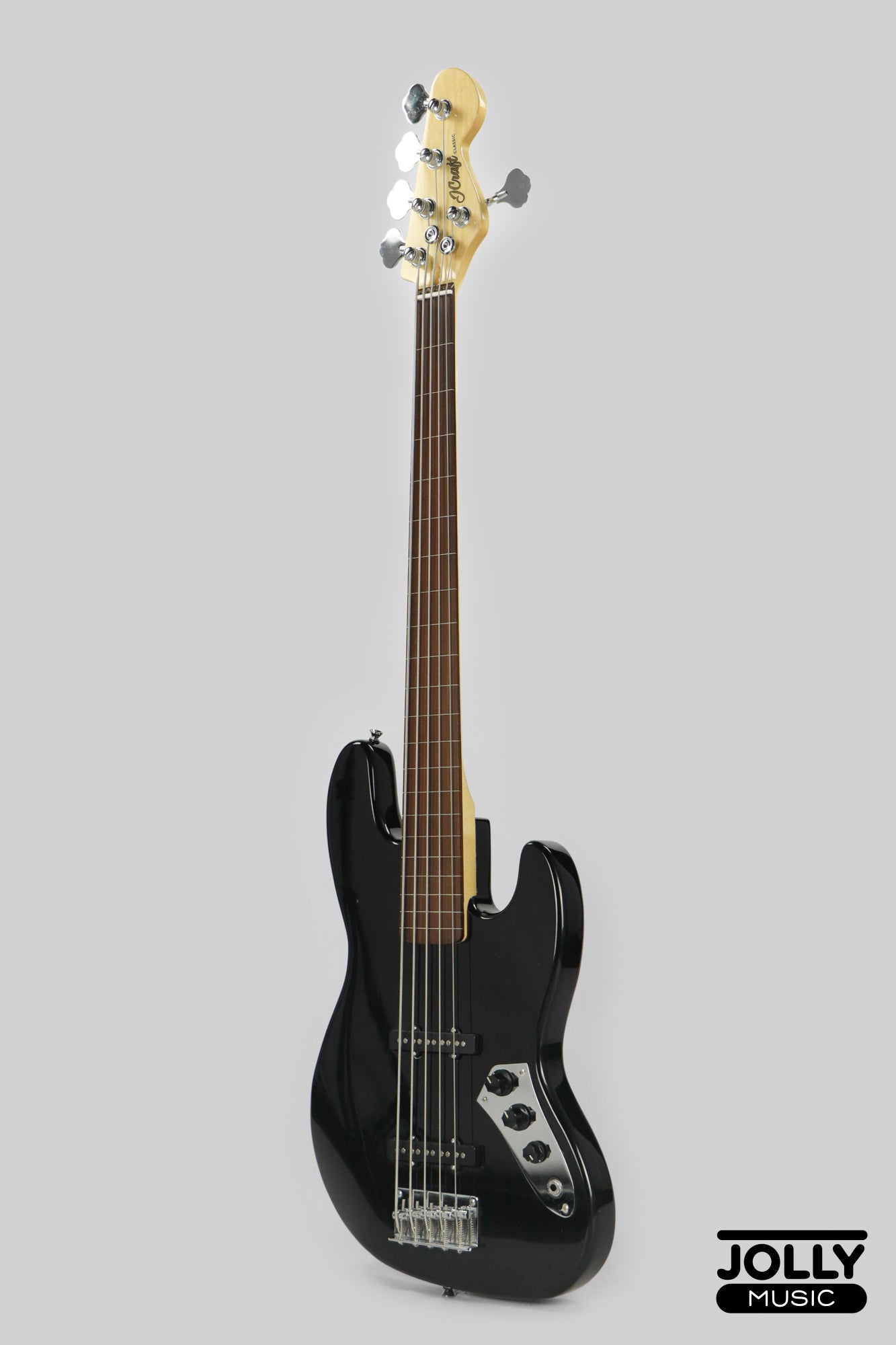 JCraft JB-1 J-Offset 5-String FRETLESS Bass Guitar - Black – Jolly Music