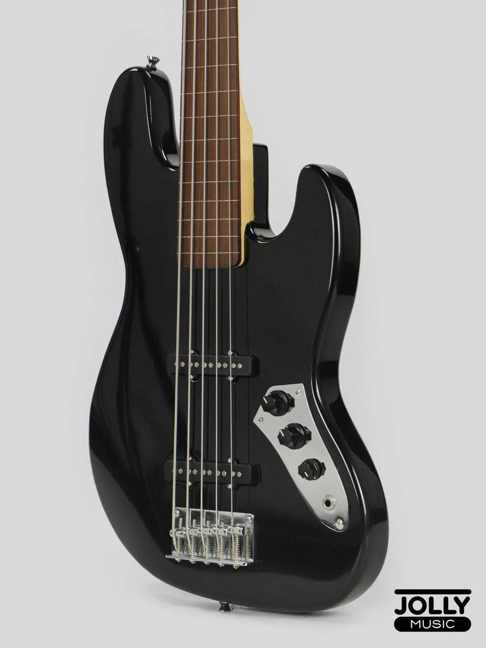 JCraft JB-1 J-Offset 5-String FRETLESS Bass Guitar - Black – Jolly Music