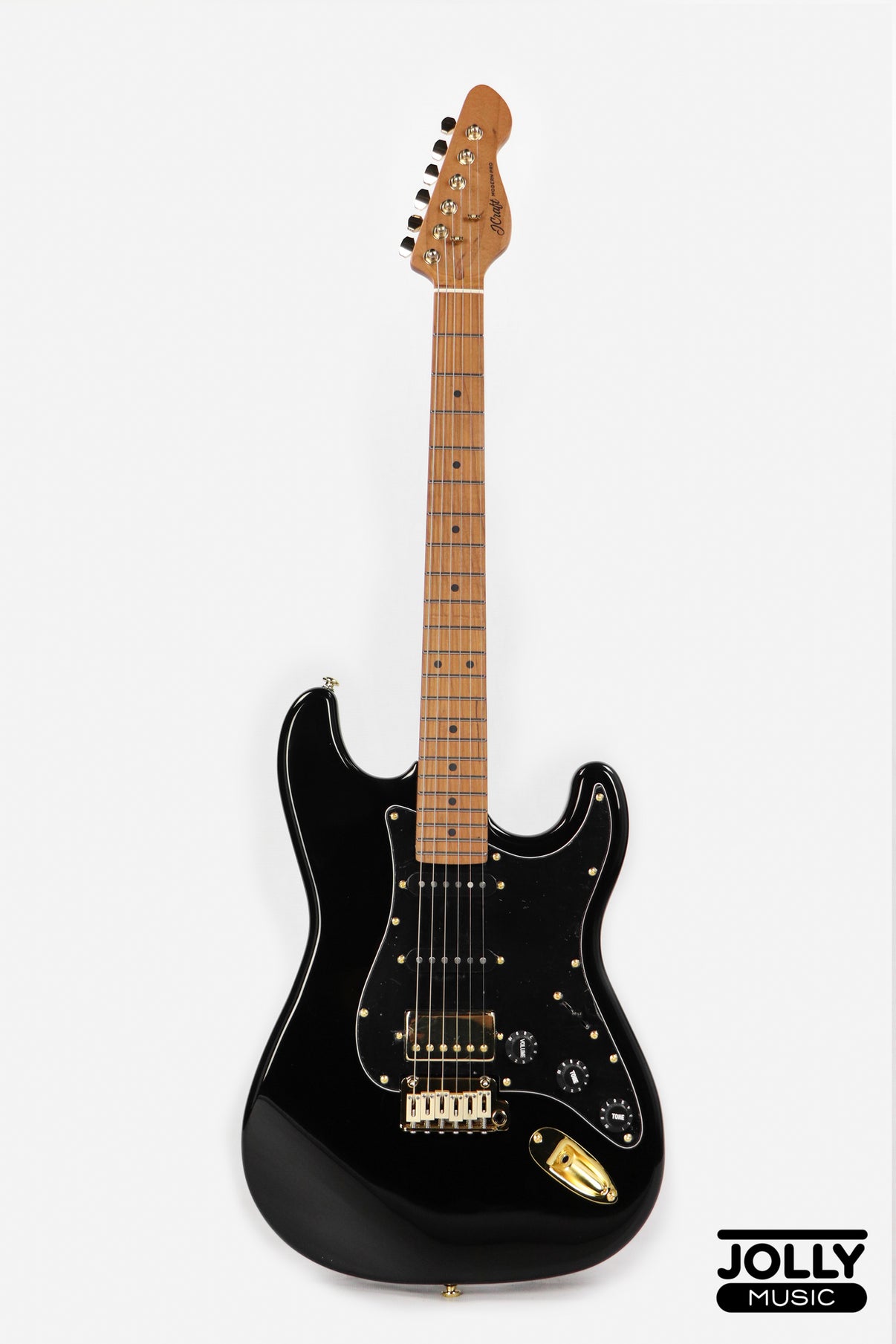 JCraft S-3HC PRO Modern HSS Electric Guitar - Black / Gold – Jolly Music