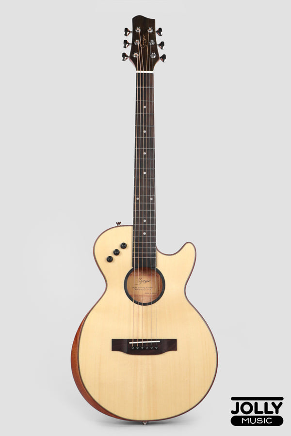 Smiger LE-A1 40-inch Cutaway Solid Top Acoustic-Electric Guitar - Natu ...